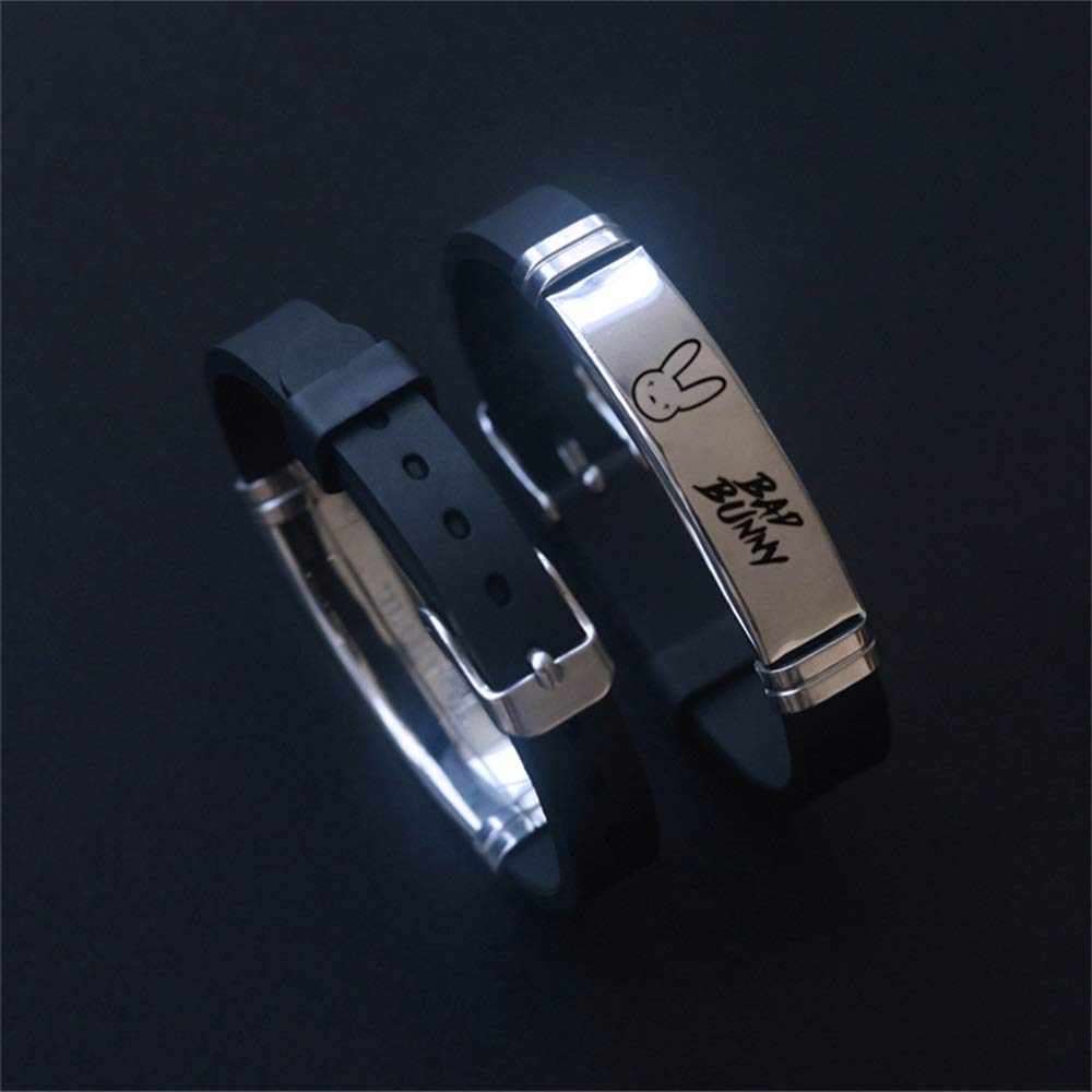 COMTRUDE Bad Rabbit Bracelets Silicone Adjustable Wristband Bracelets for Men Women (Silver7)