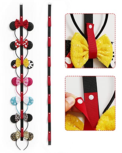 Nuolich 2Pcs Mouse Ears Headband Holder Hanging Wall Display Decor Bow Headpiece Hair Accessories Hanger Organizer