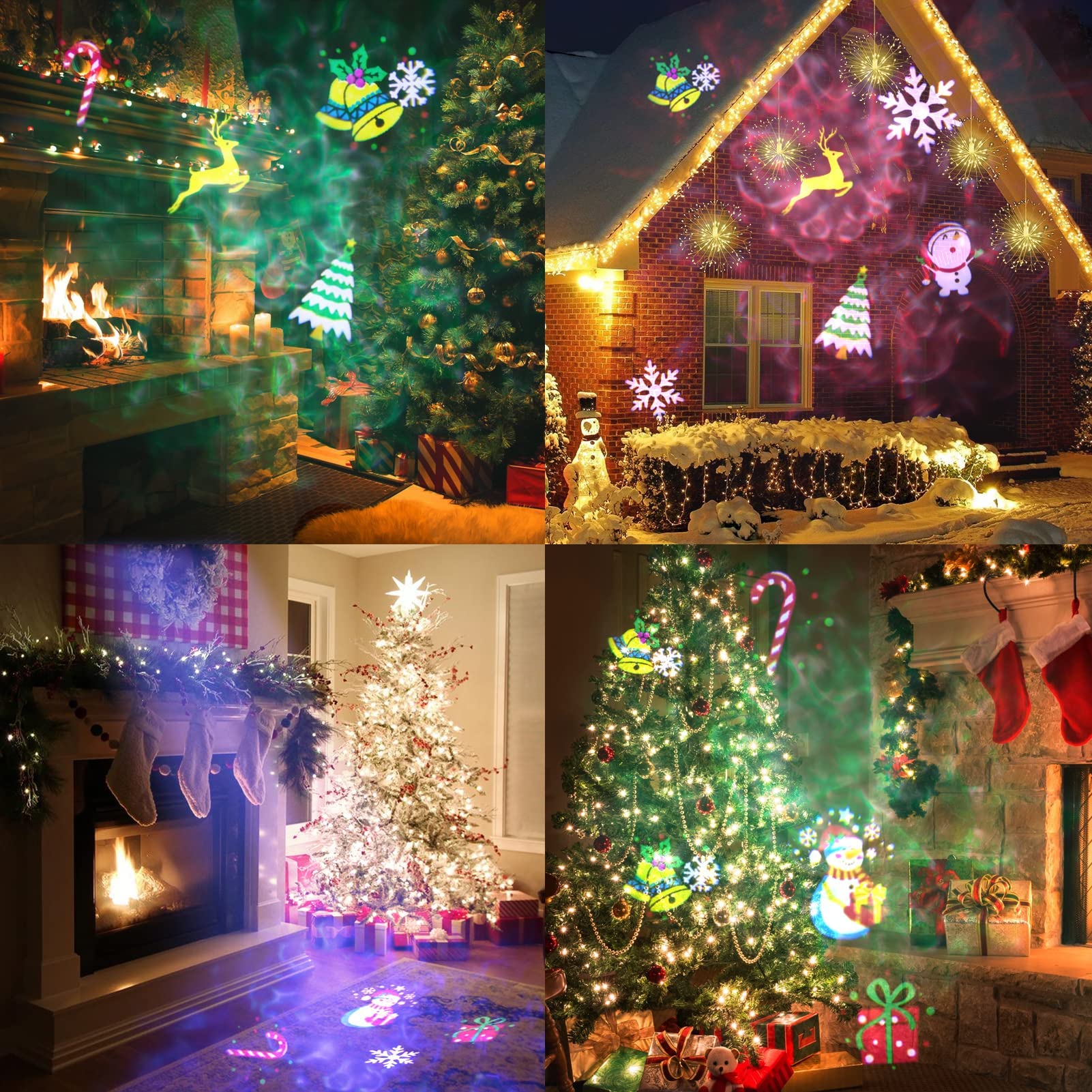 SOLLED Christmas Projector Lights Outdoor, Never-Fading Patterns & 3D Ocean Wave, Waterproof Holiday Decorative Light with Remote Timer, LED Christmas Lights for Indoor Home Party Xmas Decorations