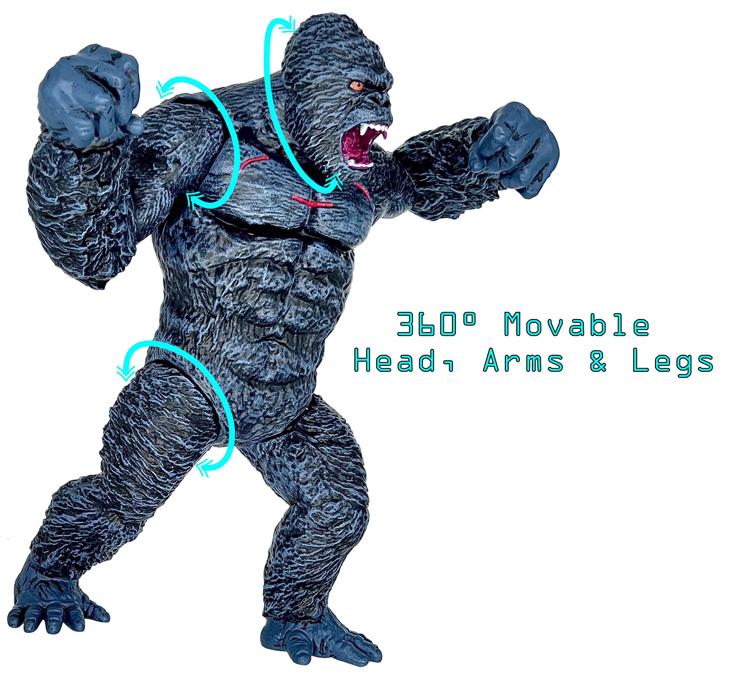 TwCare Giant King Kong vs Godzilla Attack Action Figure 11” Movie Series Fight Mode Gorilla Ape Solid Wild, Travel Bag