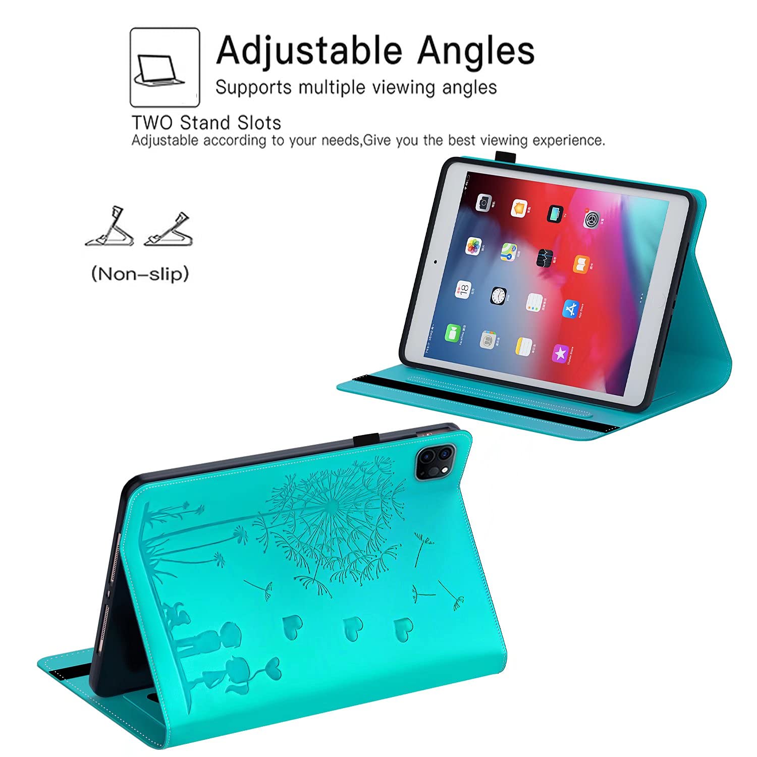Case for iPad Air 4 Case 4th Generation 10.9 inch 2020/iPad Pro 11" 2018, DYGG PU Leather Folio Flip Cover for iPad pro 11" 2020 2th Generation/iPad Pro 11" 2021, Blue