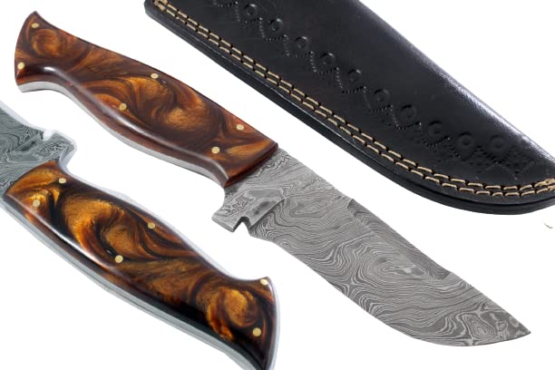 Custom handmade Damascus steel fixed blade hunting knife. PPI-26