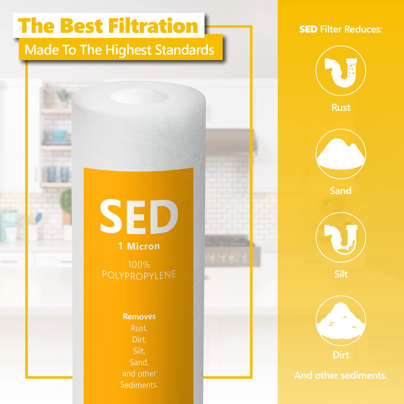 Express Water β 50 Pack Sediment Water Filter Replacement β 1 Micron, High Capacity β 10 inch β Under Sink and Reverse Osmosis System Filters (Model: FLTSED0150)