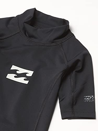 Billabong boys Performance Fit Short Sleeve Rashguard Rash Guard Shirt, All Day Wave Black, 4T US