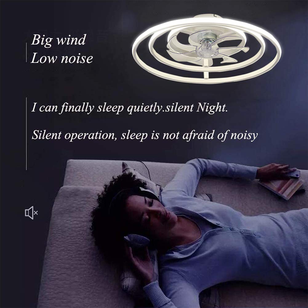 Ceiling Fan with Lights, 24 Inch Remote Control LED Dimmable Semi Flush Mount Invisible Blades Enclosed Low Profile Fan for Living Room Bedroom Restaurant