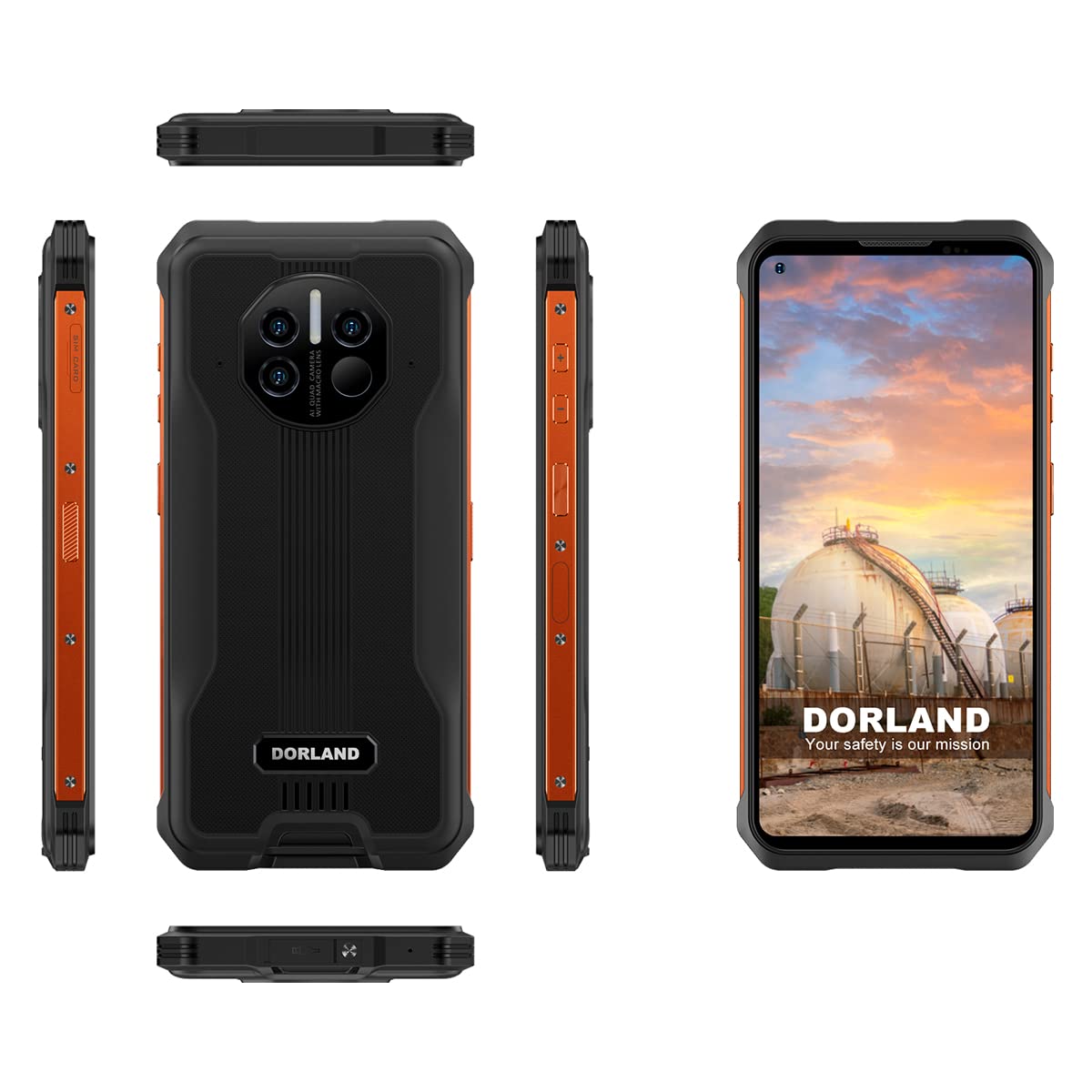 Dorland Extreme 5G Rugged Smartphone Cell Mobile Phone Industrial Intrinsically Safe Outdoor Unlocked Dual SIM 8GB+128GB 6.39inch FHD Screen Android 11 IP68 Waterproof Explosion Proof