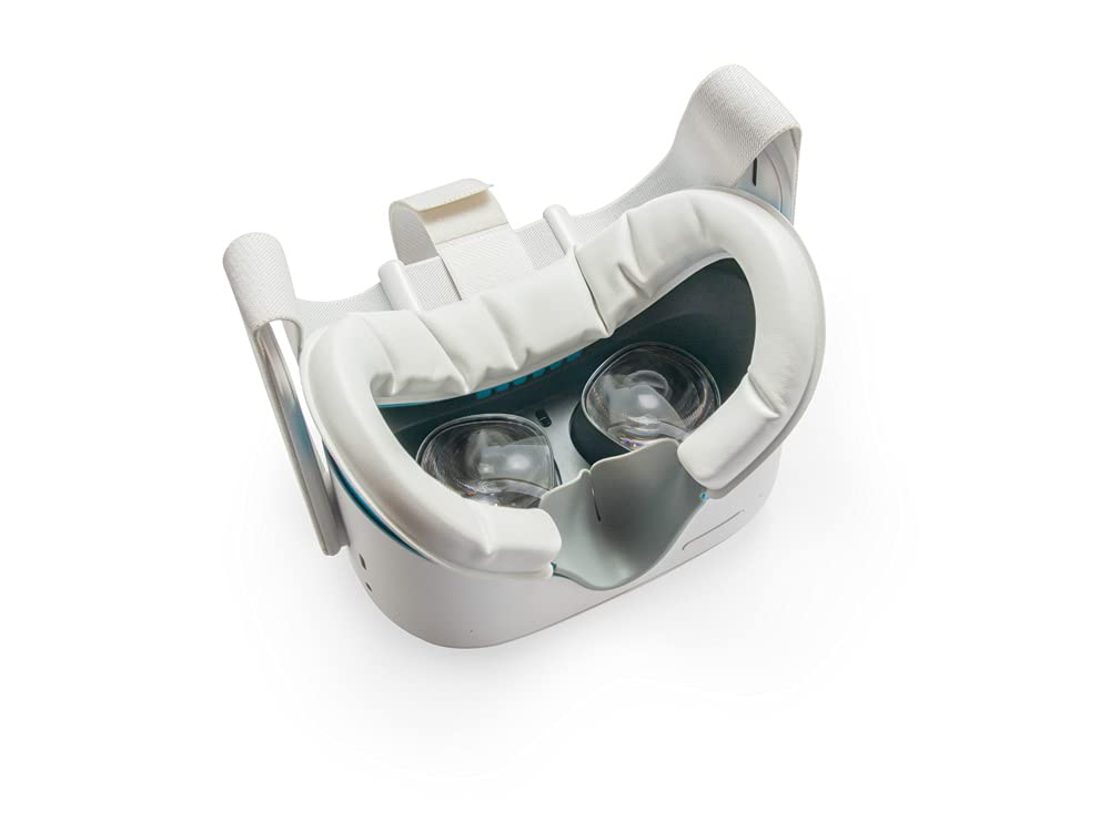 VR Cover Facial Interface Bracket & Foam Replacement with Lens Protector Cover for Meta Quest 2 (Virtual Reality Oasis Edition - Light Blue & Grey)