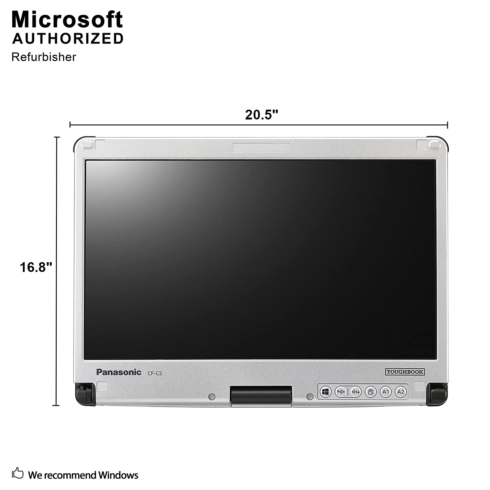 Panasonic Toughbook CF-C2 12.5 Inch Laptop , Intel Core i5 4300U up to 2.9GHz, 8G DDR3L, 480G SSD, WiFi, USB 3.0, VGA, HDMI, Windows 10 64 Bit-Multi-Language, English/Spanish/French(CI5) (Renewed)