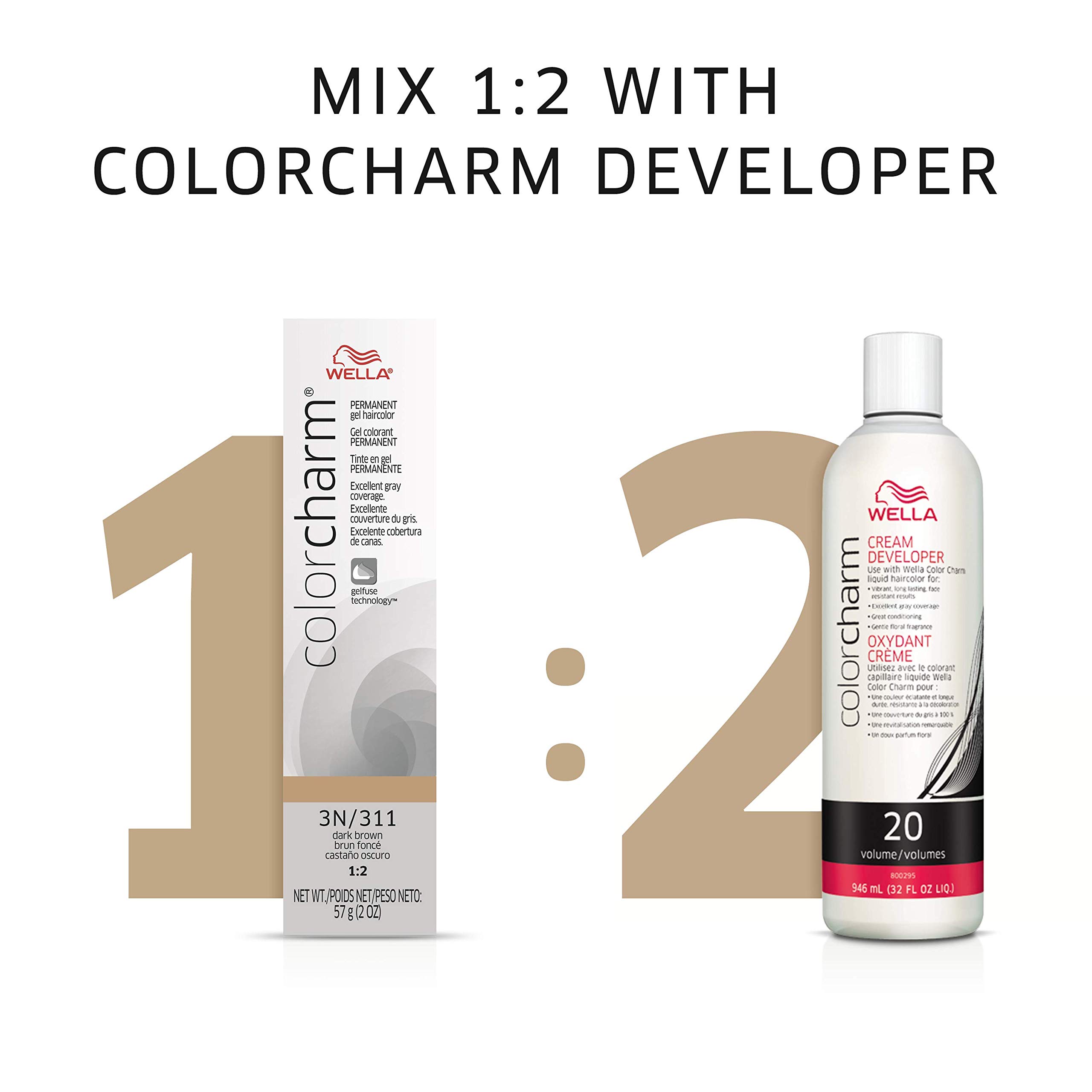 WELLA colorcharm Permanent Gel Haircolor, With Long Lasting Gelfus Technology, For Gray Coverage, 10A Palest Ash Blonde, 2 oz