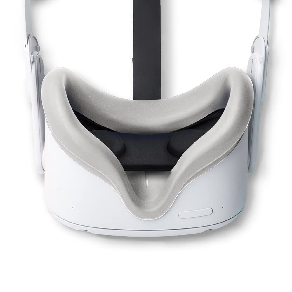 VR Face Cover and Lens Cover Compatible for Meta/Oculus Quest 2 Headset, SINWEVR Sweatproof Silicone Interfacial Face Mask Pad Cushion, Washable and Light Blocking Quest 2 Accessories (White)