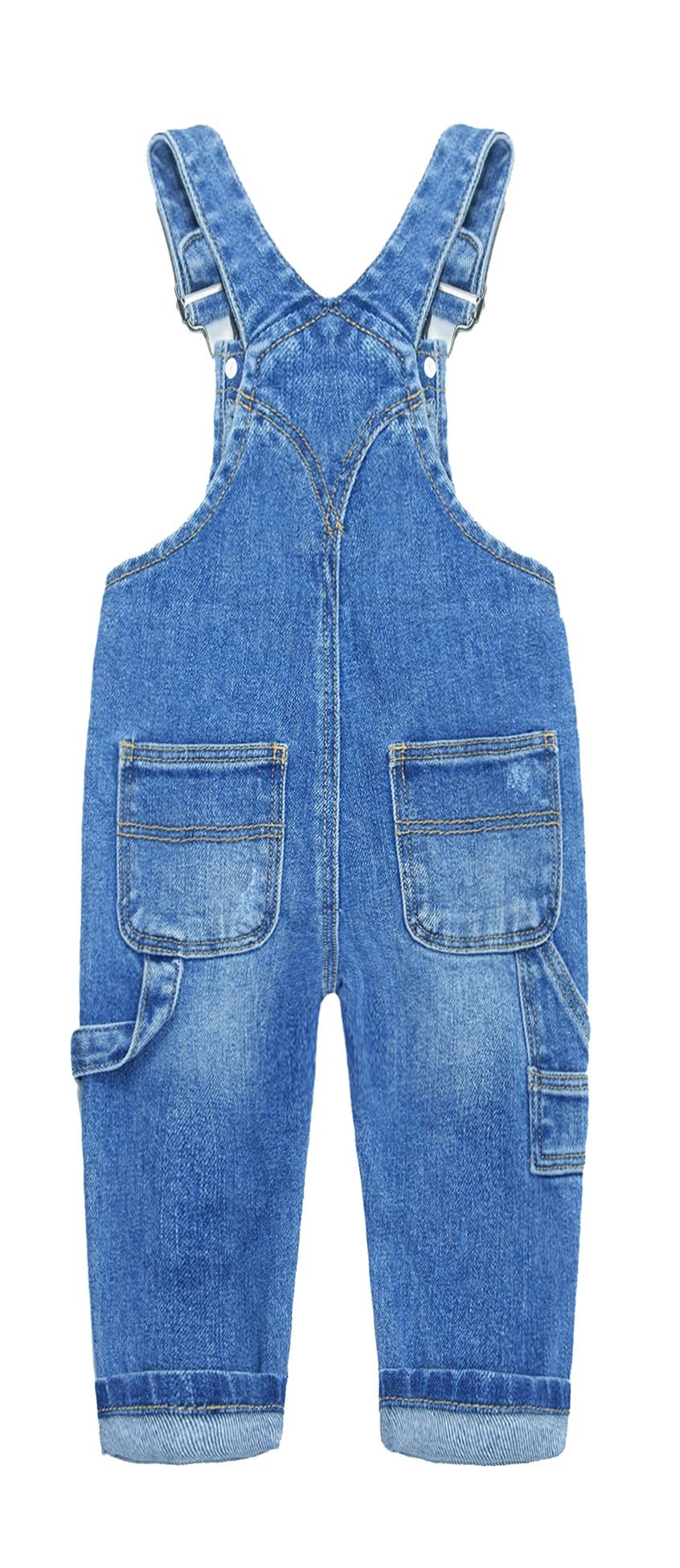 KIDSCOOL SPACE Denim Overalls,Baby Little Big Kids Hammer Loop on Jeans Dungarees Pants,Light Blue,12-18 Months