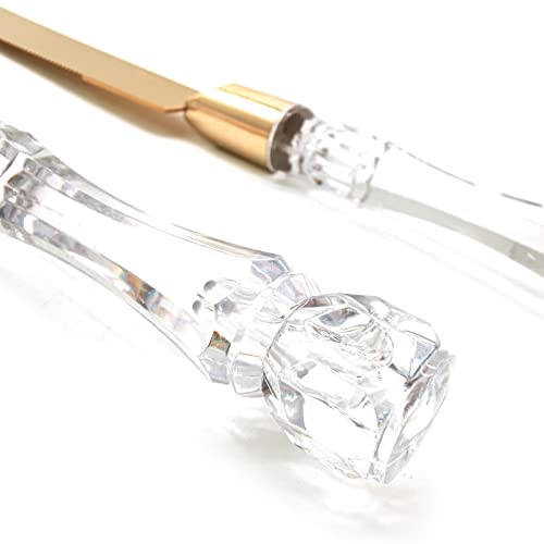 dadop Wedding Cake Knife and Server Set - Stainless Steel Serving Utensils Cake Pizza Pie Cutter Tart Dessert Slicer Perfect for Wedding, Birthday, Parties and Events, 2 Set by Faux Crystal Handle