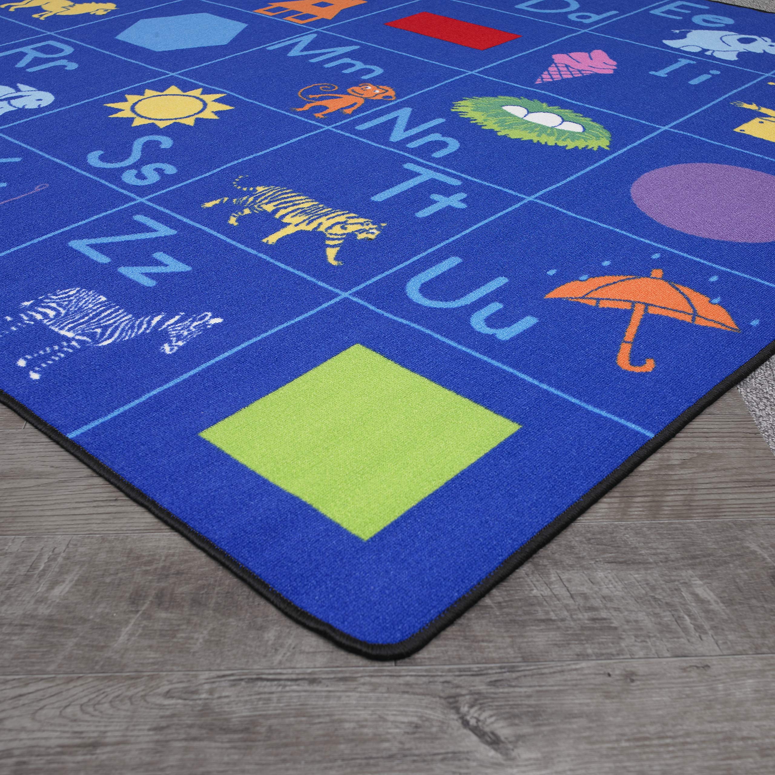 Children's Factory Learning Carpets MyValue 144"x96" Upper/Lower Case Alphabet Border Grid Rug, Preschool/Daycare/Classroom Carpet, Kids/Baby Playroom Décor, Multi, (LC7013)