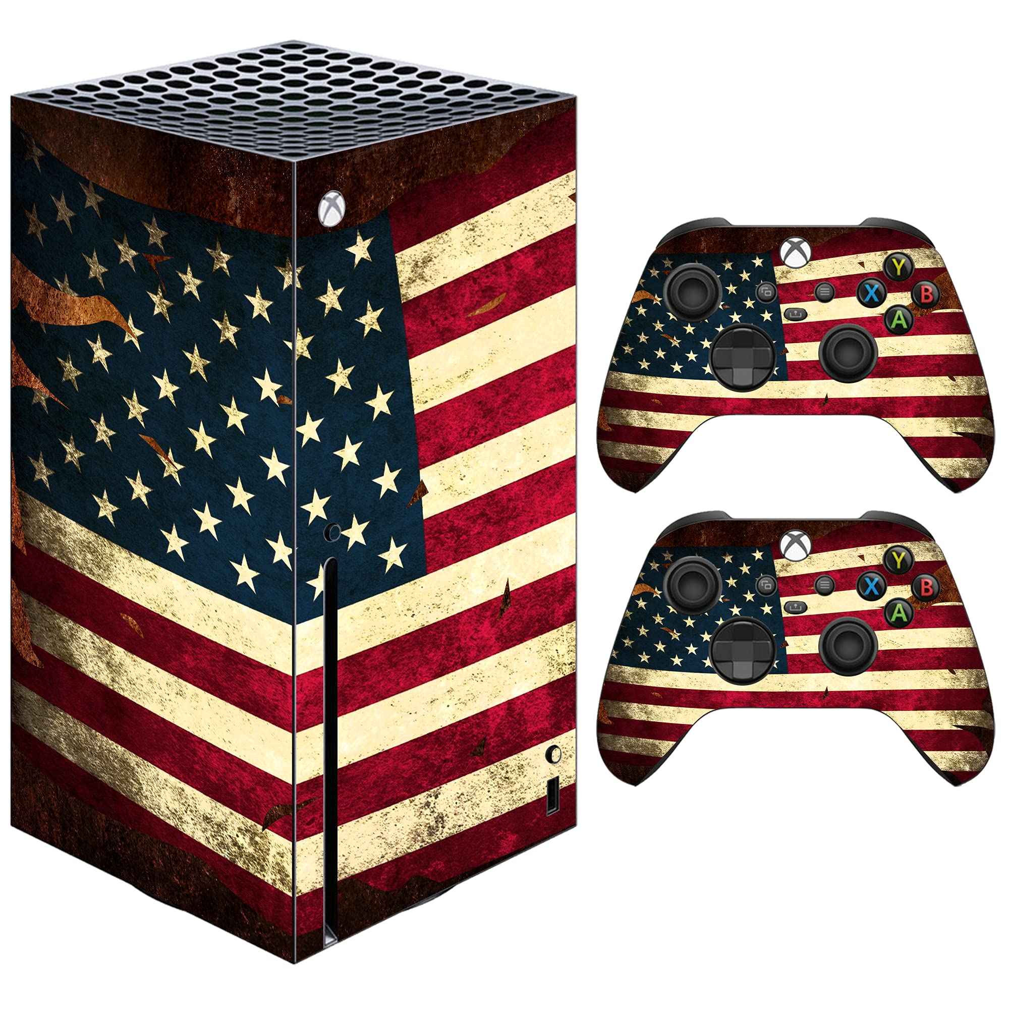 VWAQ US Flag Skin Designed to Fit Xbox Series X Console and Controllers - XSRSX12