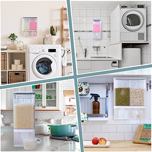 Sparktime Laundry Detergent Dispenser for Scent Booster Beads, Wall Mounted Dry Food Storage Container with Measuring Cups, Suitable for Rice, Beans, Solid Grain, Laundry Scent Beads(1500ml)