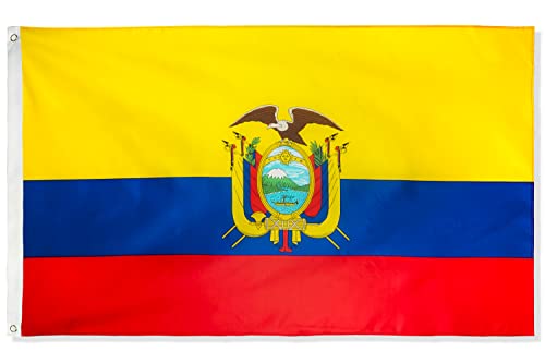 DANF Ecuador Flag 3x5 Foot Polyester Ecuadoran National Flags Polyester with Brass Grommets 3 X 5 Ft
