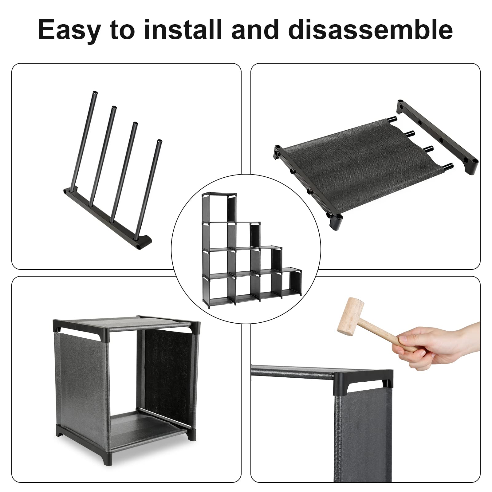 Skatolly Storage Organizer Rack, 10- Cube DIY Plastic Modular Storage Shelves, Closet Organizer Shelving Storage Cabinet for Bedroom Living Room Office