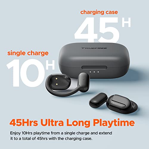 truefree O1 Open Ear Headphones Bluetooth 5.3 Wireless Open Ear Earbuds with 16.2mm Driver, Immersive Stereo Sound, Noise-Cancellation Mic for Clear Calls, 45H Playtime, for Sports Workout Gaming