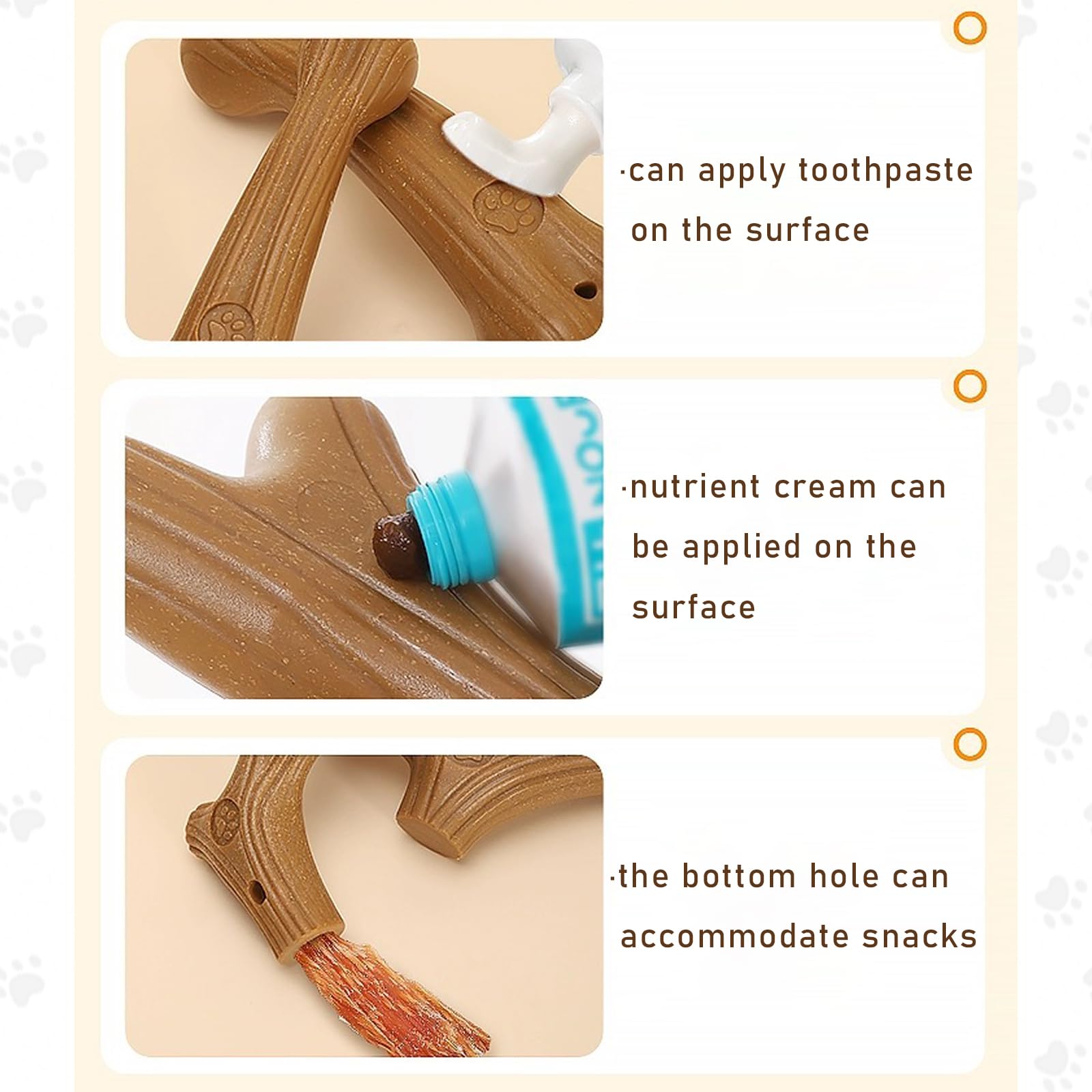 Fgnaic 2 Pack Doy Chew Toy for Aggressive Chewer, Easy Grip Non Splintering Alternative to Real Wood Large Dog Chew Toys
