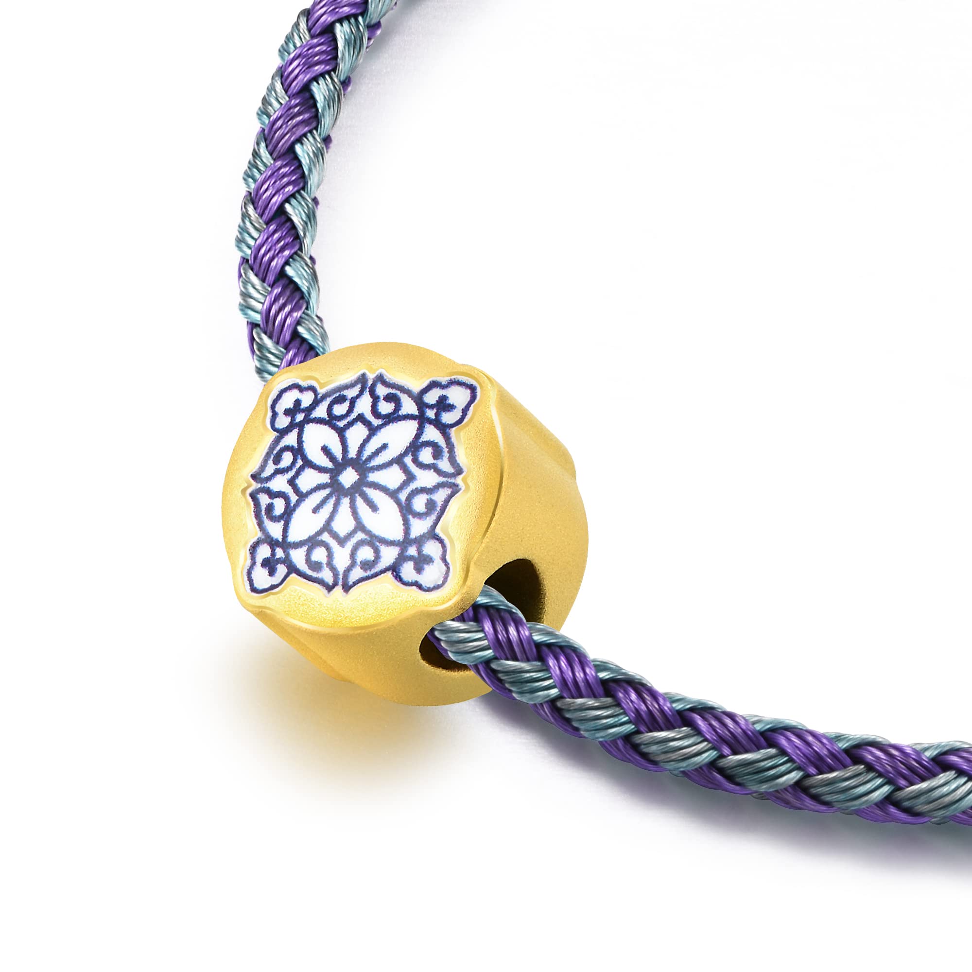 CHOW SANG SANG 999 24K Solid Gold Ruyi Charm Blessing Bracelet for Women 91746C