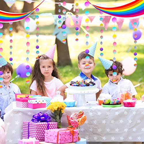 Spiareal Hanging Rainbow and Cloud Ceiling Decorations Rainbow Party Ceiling Decorations with Rainbow Paper Garland Circle Dots Rainbow Party Decorations for Birthday Wedding, Baby Shower, Classroom Streamers