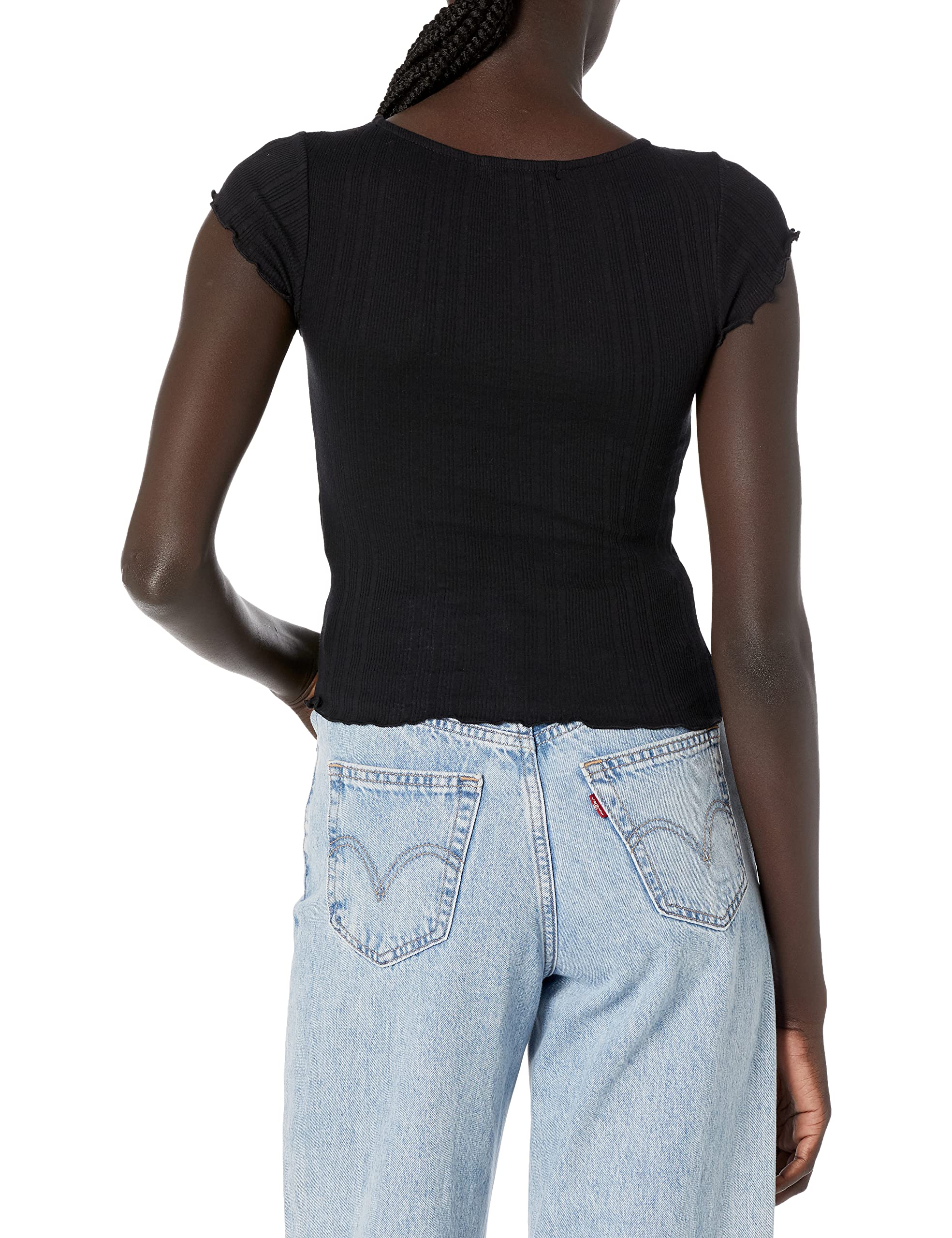 Billabong Women's Short Sleeve Knit Baby Tee, All Black, X-Small