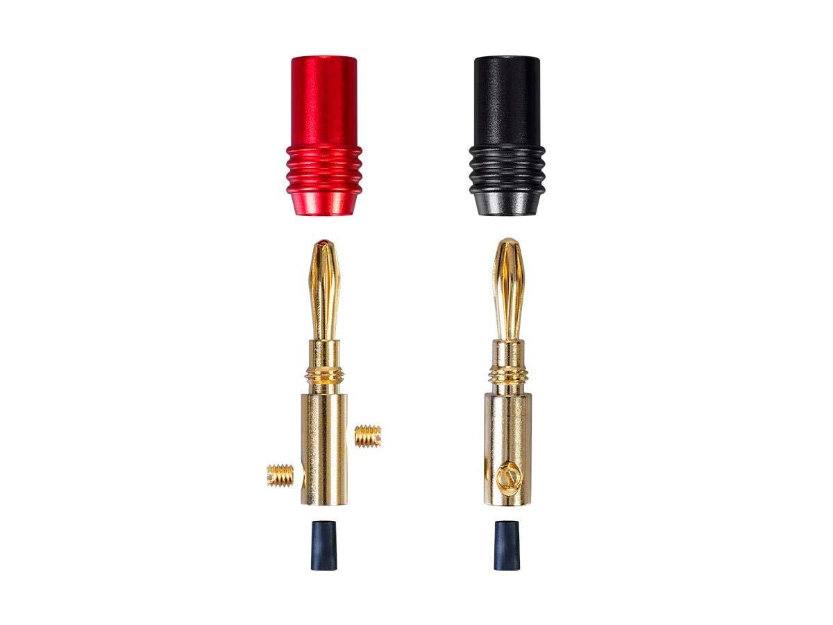Monoprice 10 Pair Affinity Series 24k Gold Speaker Banana Plug,Black/Red