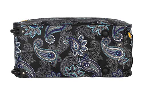 LUCAS Designer Carry On Luggage Collection - Lightweight Pattern 22 Inch Duffel Bag- Weekender Overnight Business Travel Suitcase with 2- Rolling Spinner Wheels (Paisley Peacock)