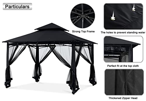 MASTERCANOPY Outdoor Garden Gazebo for Patios with Stable Steel Frame and Netting Walls (8x8,Black)