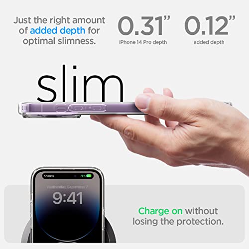 Spigen for iPhone 14 Pro Case, [Anti-Yellowing Technology] [Compatible with MagSafe] [Military Grade Drop Protection] Ultra Hybrid (MagFit) Phone Case for iPhone 14 Pro - White