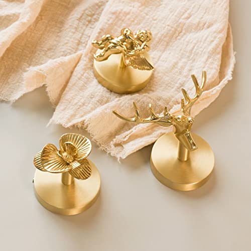 MFYS Brass Bird Coat Rack Robe Wall Hooks Hat Dragonfly Hanger for Bedroom Kitchen Various Shapes Animal Deer Decor Home Accessories (1, Butterfly)