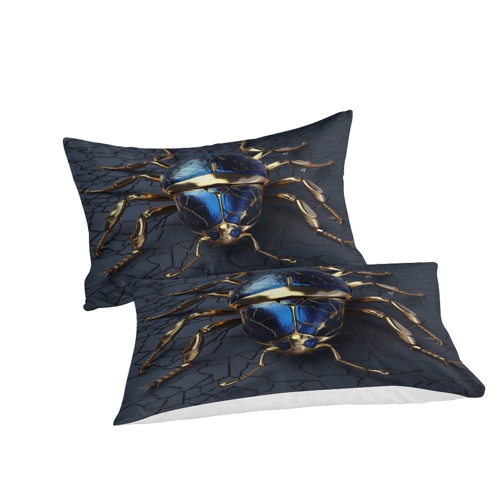 EVMILA Blue Beetle 3D Print Insects Comforter Covers Duvet Cover for Boys Girls Quilt Cover Bedding Set with Zipper Closure with Pillow Cases Soft Microfiber 3 Pieces Twin(173x218cm)