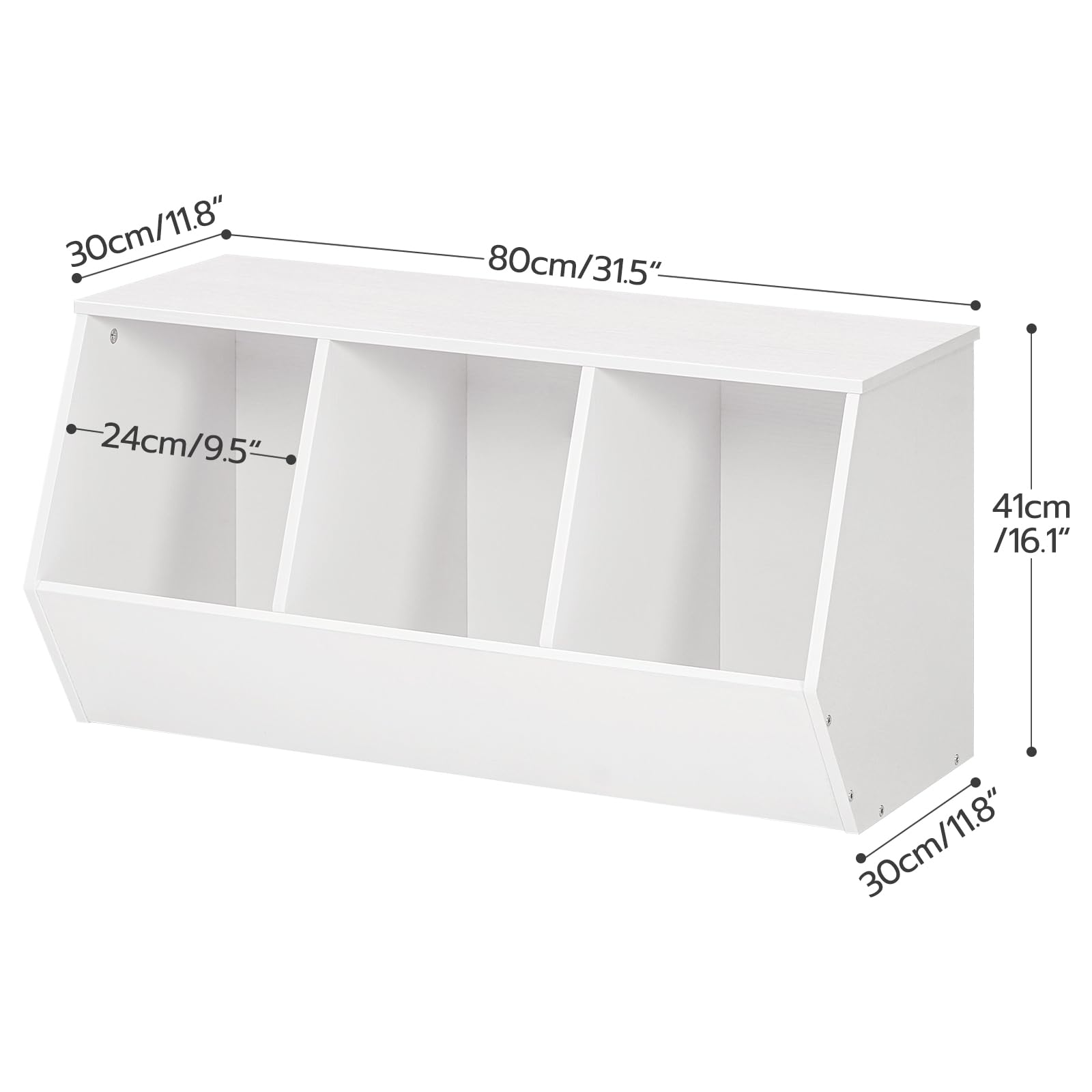 HOOBRO Toy Storage Cubby, Kids Bookshelf, Stackable 3-Bin Toy Storage Cabinet, Bookcase Footboard, Children's Toy Shelf, Hallway, White WT30CW01