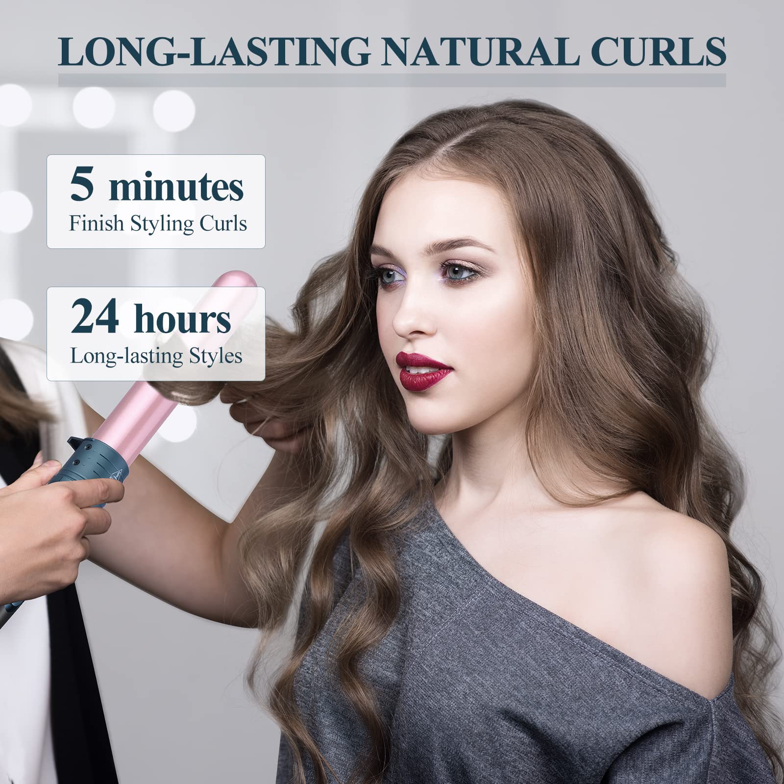 CkeyiN Curling Wand, 1.25 Inch Tourmaline Ceramic Coating Curling Iron with Adjustable Temperature, 30s Fast Heating Hair Curler