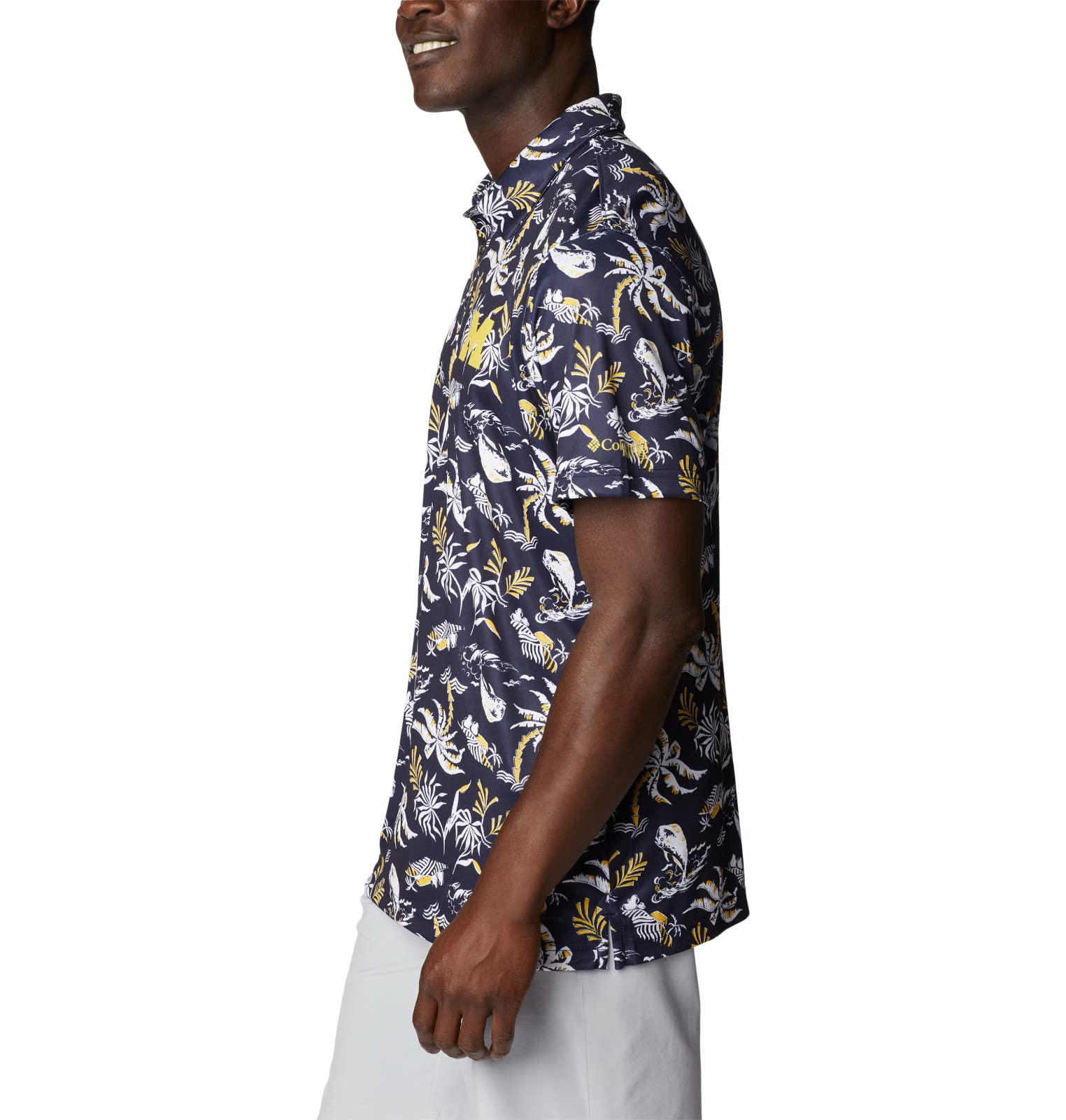 Columbia Men's Collegiate Super Terminal Tackle Polo, Um - Collegiate Navy Dorado Isle Print, XX-Large