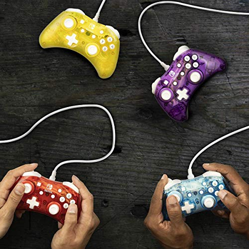PDP Rock Candy Wired Gaming Switch Pro Controller - Pineapple Pop Yellow / Clear - Licensed by Nintendo - OLED Compatible - Compact, Durable Transparent Travel Controller - Holiday & Birthday Gifts