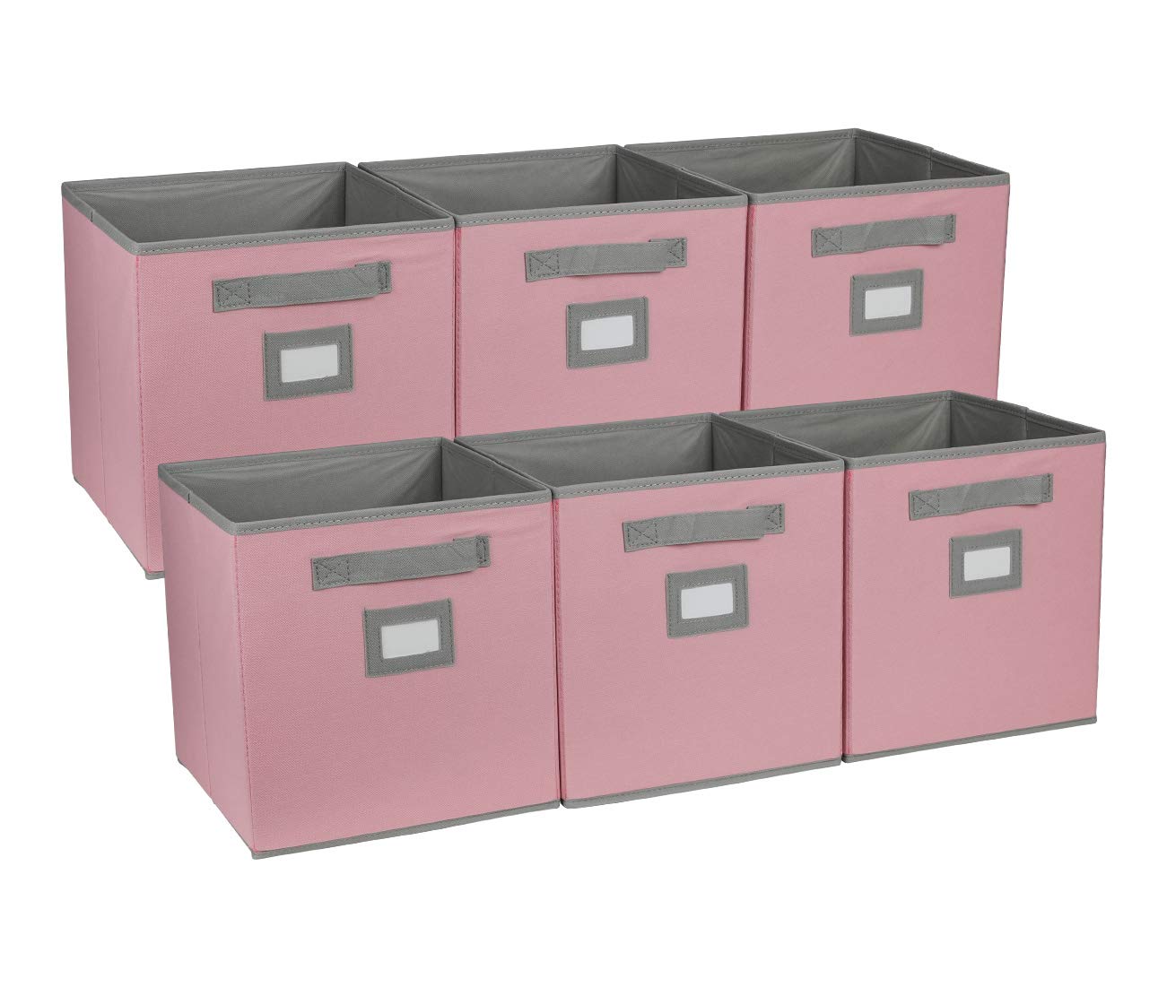 PDTXCLS Yowego EPG-Life 6 Pack Foldable Storage Cubes with Label Holder and Fabric Handle, Pink