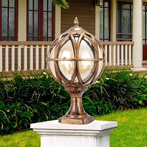 ZZYJYALG European Spherical Creative Column Headlight Outdoor Waterproof Sunscreen E27 Pillar Lamp Villa Courtyard Garden Column Lamp Home Patio Light Post Light