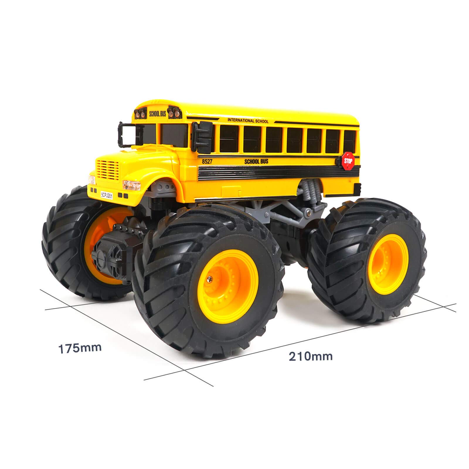 WOWRC Remote Control Fire Truck RC School Bus with Sounds Lights Rechargeable 2.4GHz Monster Trucks Toy for Kids, Boys, Toddlers (Yellow)