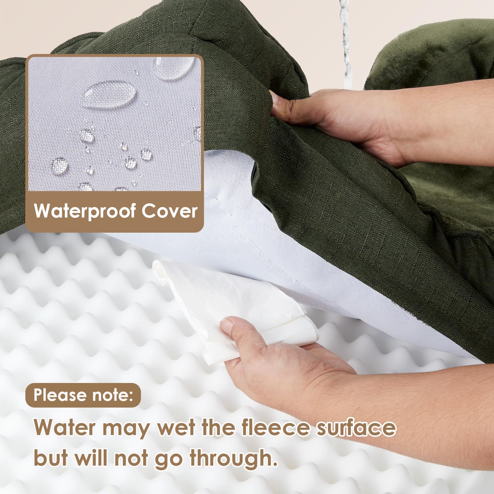 EHEYCIGA Orthopedic Dog Beds for Extra Large Dogs, Waterproof Memory Foam XL Dog Bed with Sides, Non-Slip Bottom and Egg-Crate Foam Big Dog Couch Bed with Washable Removable Cover, Dark Green