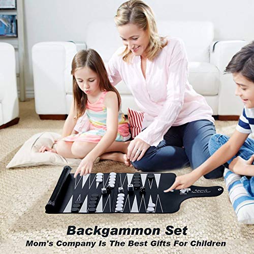 Travel Backgammon Set Roll Up Detachable Design Bagammon Game Set with Backgammon Checkers Inside (Black)