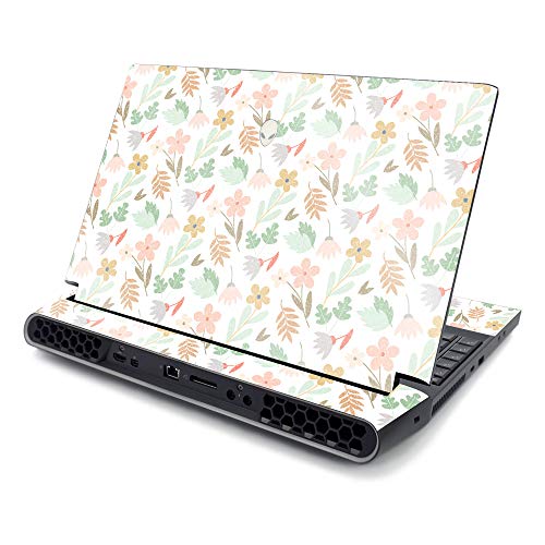 MightySkins Glossy Glitter Skin Compatible with Alienware Area-51M 17" (2019) - Neutral Flowers | Protective, Durable High-Gloss Glitter Finish | Easy to Apply and Change Style | Made in The USA