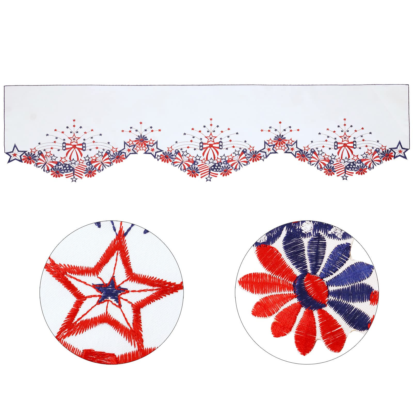 Simhomsen Embroidered Patriotic Mantel Shelf Top Scarf Runner for July 4th, American Independence Day and Memorial Day (70 × 17 inches)