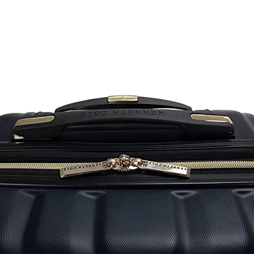 Kenneth Cole Reaction "Madison Square" Women's Luggage Lightweight Hardside Chevron Expandable 8-Wheel Spinner Carry On Suitcase, 20-inch Carry-On, Navy With Gold Zippers