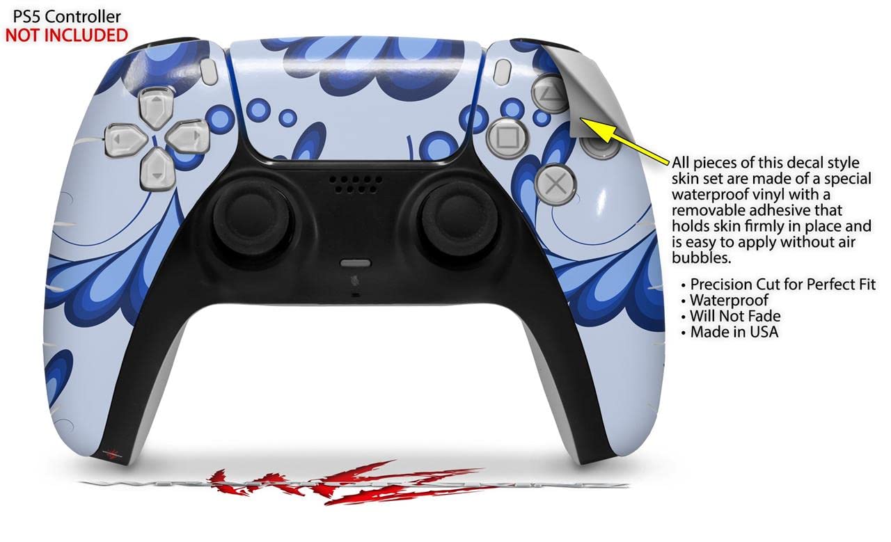 WraptorSkinz Skin Wrap compatible with Sony PS5 DualSense Controller Petals Blue (CONTROLLER NOT INCLUDED)