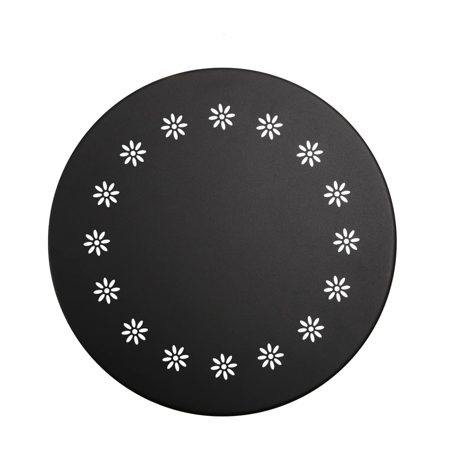 danpinera Outdoor Side Tables with Flower Cut Outs, Weather Resistant Steel Patio Side Table, Small Round Outdoor End Table Metal Side Table for Patio Yard Balcony Garden Black