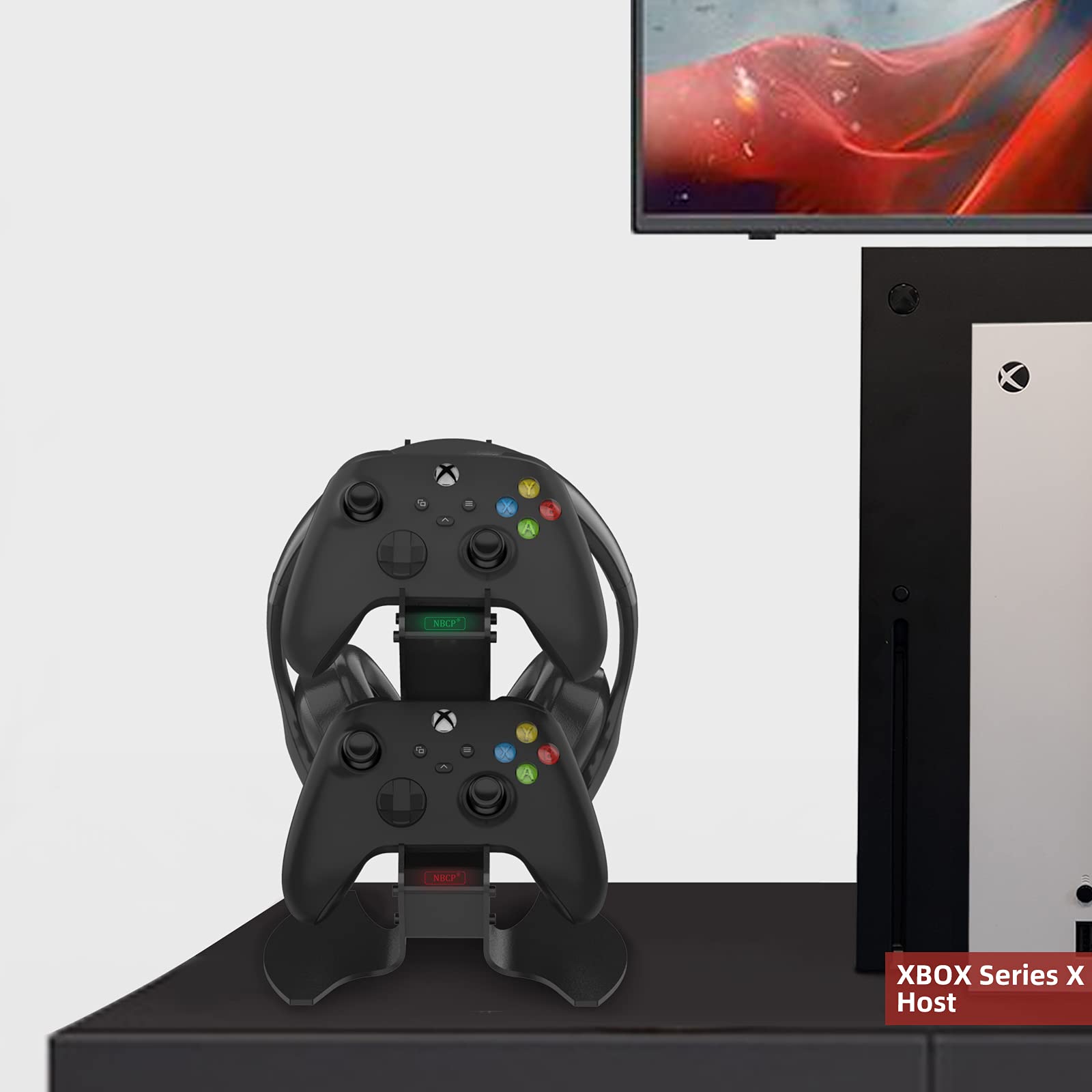 Controller Charger Dock for Xbox Series X|S, Fast-Speed Dual Charging Station/Headset Controller Stand- Included 2x850 mAh Rechargeable Battery Packs (Black)