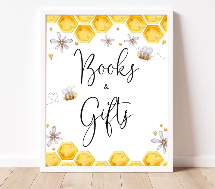 Personalized Books and Gifts Welcome Sign Honey Bee Baby Shower Poster/Canvas Decor Wall Sweet as Can Bee Gifts Table Sign Baby Shower Bee Baby Shower Decoration Honeycomb Bee Gender Neutral