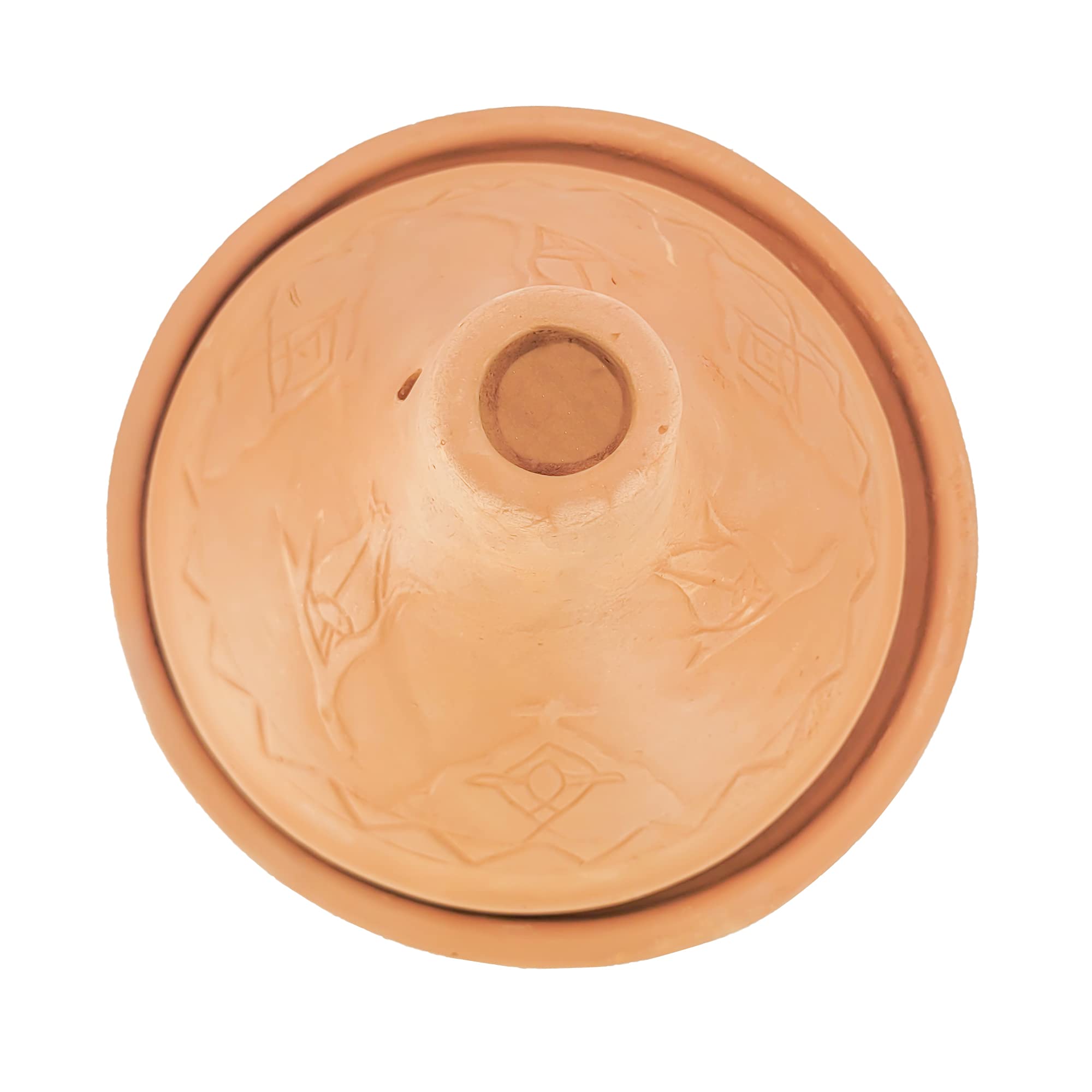 Handcrafted Unglazed Clay Tajine Casserole with Cone-shaped Lid | Floral Patterned Tagin Dish Cooking Pot | Traditional Moroccan Handmade Terracotta Cookware, Natural Tagine Le Creuset | 9.5" x 7.7"