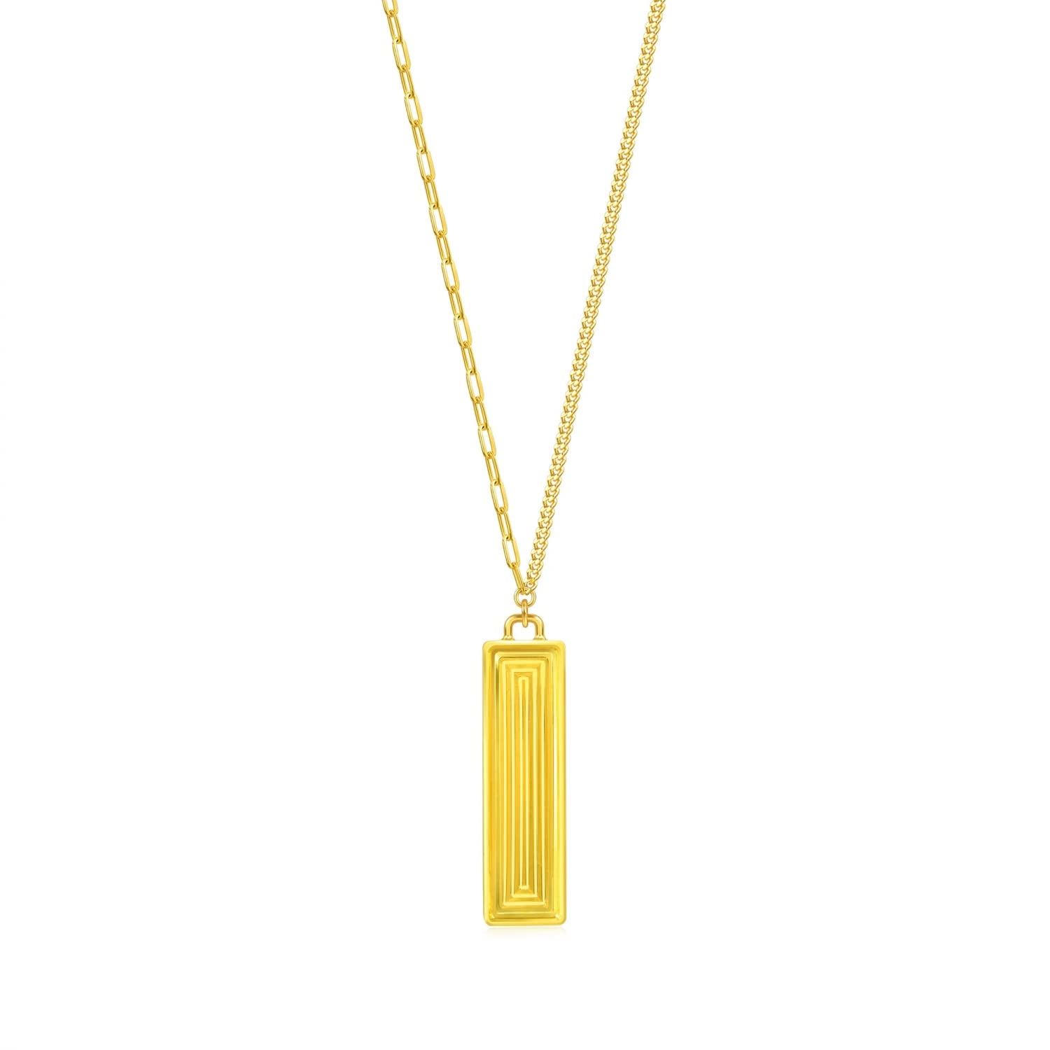 CHOW SANG SANG Dazzling Mirror Gold 999.9 24K Solid Gold Price-by-Weight Gold Simple Rectangle Necklace for Women 93401N (Approx. 0.21tael (~7.86g), 18.5", (47 CM))